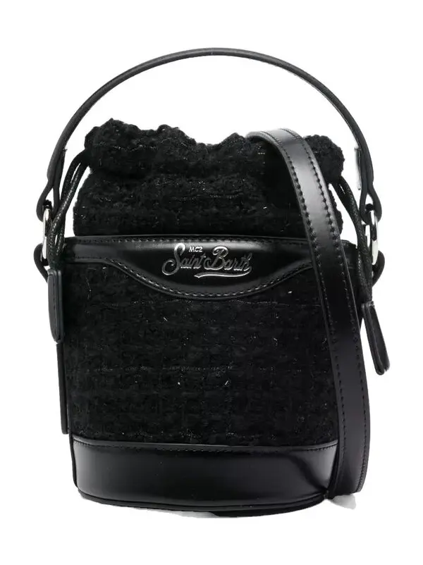 MC2 SAINT BARTH Mini Mila Tweed Bucket Bag - Black