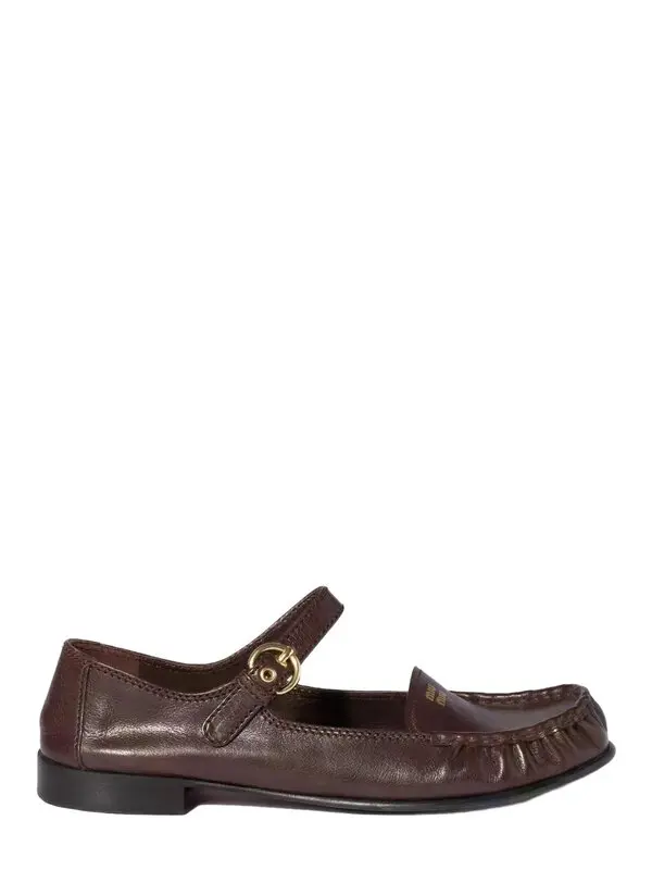 Miu Miu Strap-detail Leather Loafers - Brown