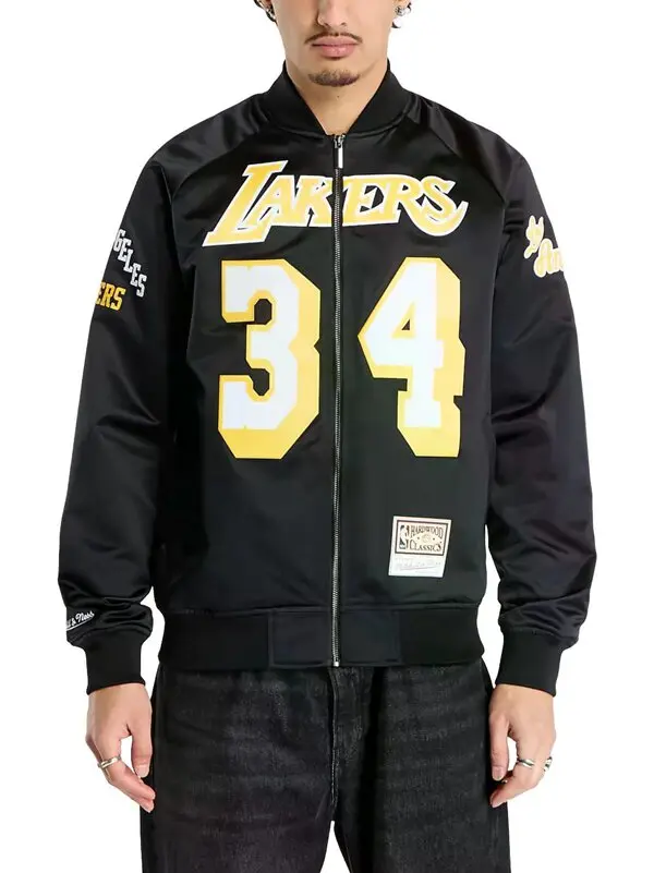 Mitchell & Ness Nba Los Angeles Lakers Shaquille O'neal Bomber Jacket - Black