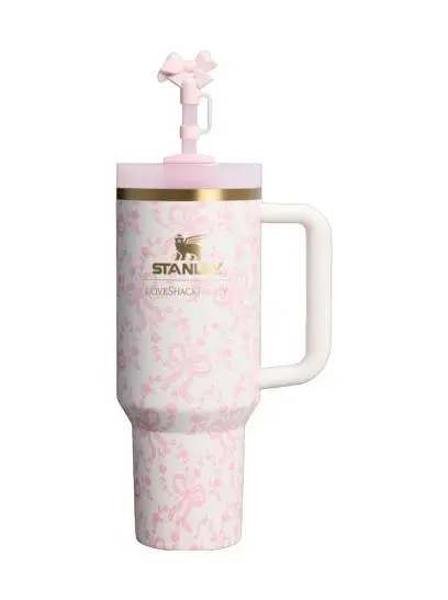 STANLEY 1913 X Loveshackfancy Holiday Flowstate Quencher 40oz Tumbler - Coquette Bow Chantilly