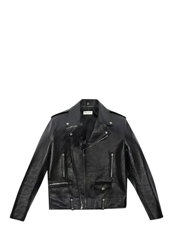 Saint Laurent Epaulettes Zip Biker Jacket - Black