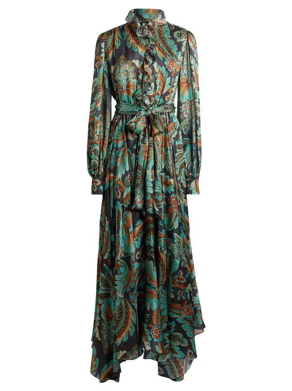 Etro Ruffled Printed Silk Maxi Dress - Multi