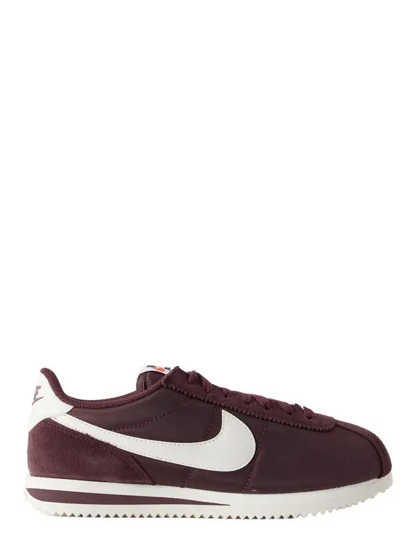 Nike Cortez Leather And Suede-trimmed Canvas Sneakers - Burgundy