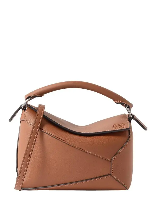 Loewe Puzzle Edge Mini Textured-leather Shoulder Bag - Brown