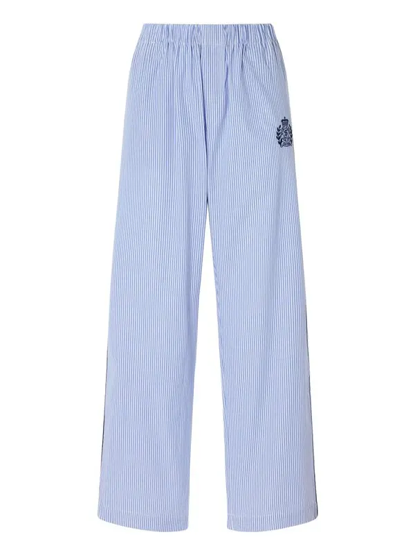 SPORTY & RICH Striped Cotton-poplin Pajama Pants - Blue