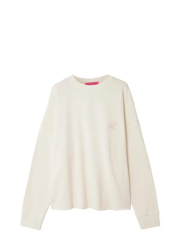 THE ELDER STATESMAN Daily Embroidered Cotton And Cashmere-blend Sweatshirt - Ecru