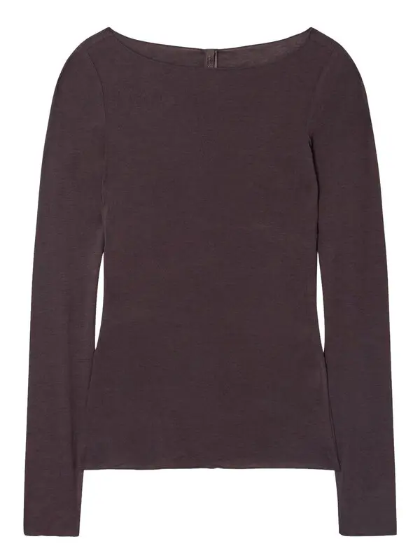 SKIMS Long Sleeve Boatneck Top - Burgundy