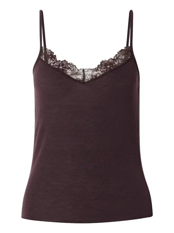 SKIMS Sheer Modal-blend Lace Cami - Burgundy
