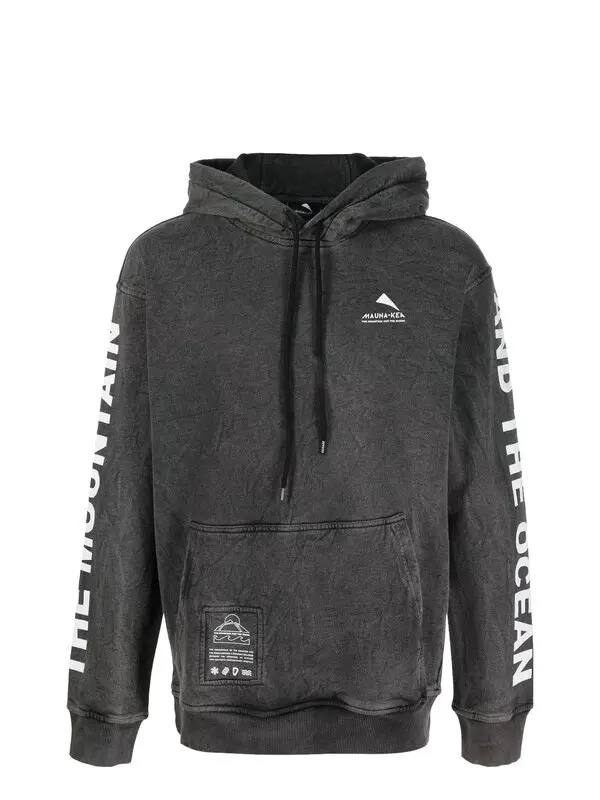 MAUNA KEA Bleached-effect Logo Print Hoodie - Grey