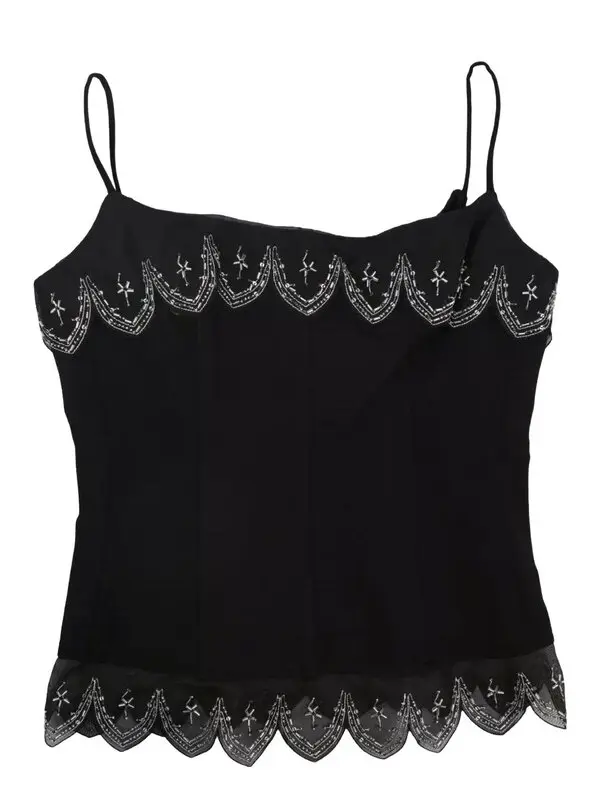 Staud Colette Scalloped Top - Black