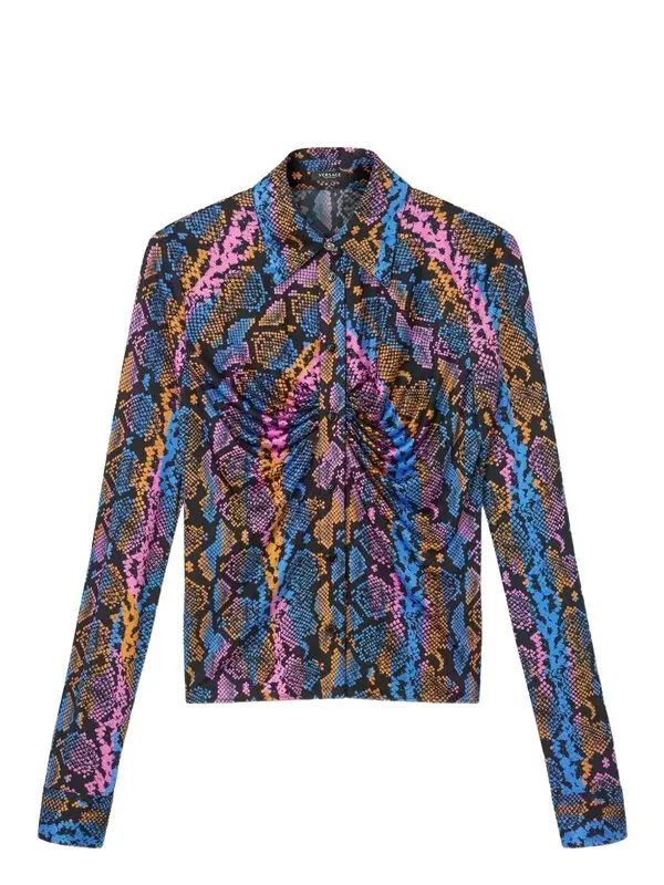 Versace Python Print Medusa Button-up Shirt - Black