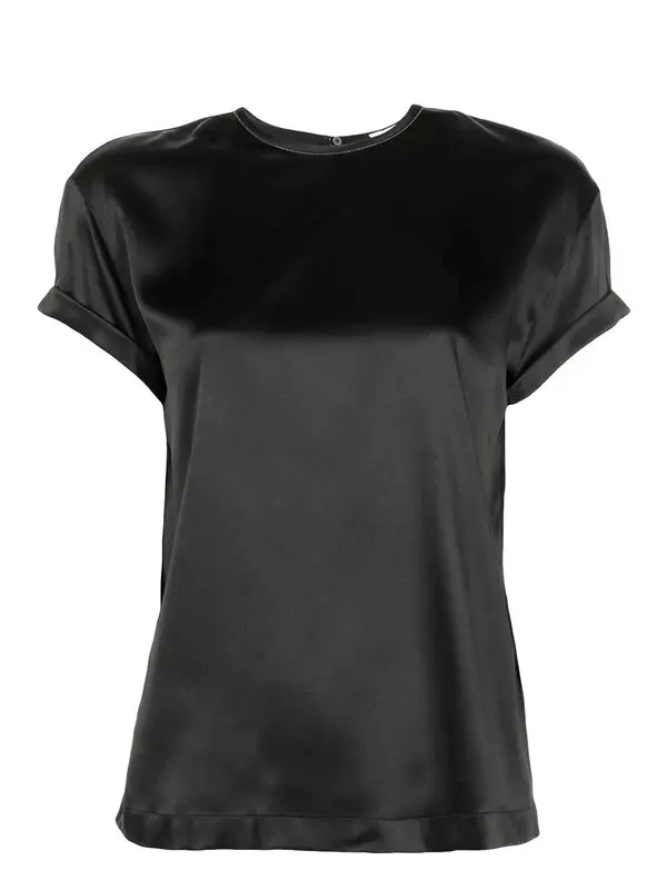 Brunello Cucinelli Silk Crew-neck T-shirt - Black