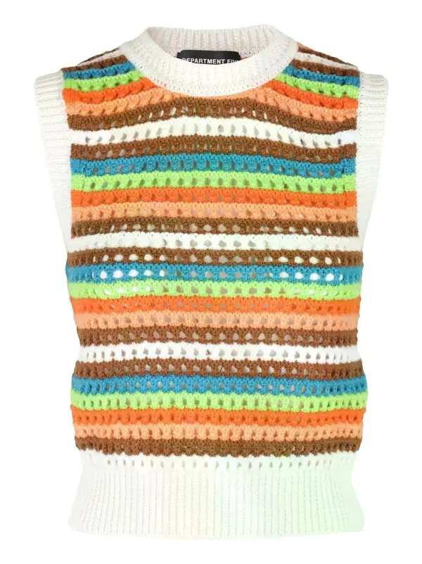 DEPARTMENT 5 Striped Knit Sleeveless Sweater - White