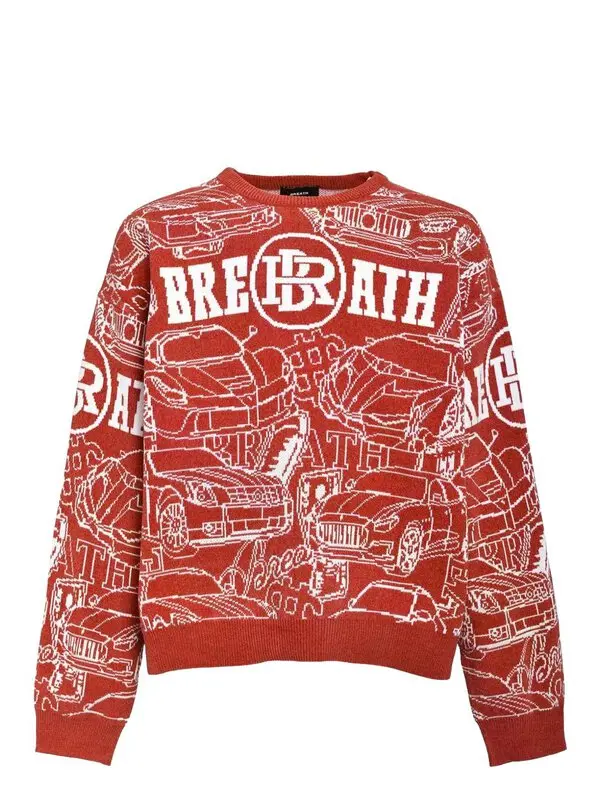BREATH Car-patterned Sweater - Red