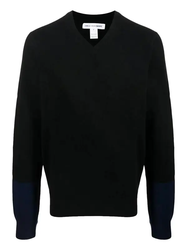 Comme Des Garçons V-neck Long-sleeve Jumper - Black