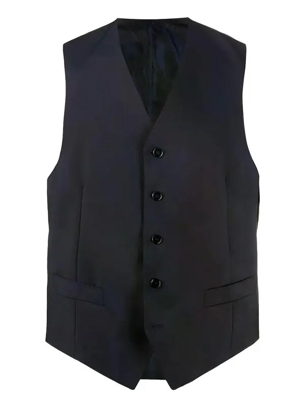 DELL'OGLIO V-neck Single-breasted Waistcoat - Blue
