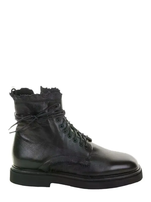 LORENA PAGGI Leather Lace-up Ankle Boots - Black