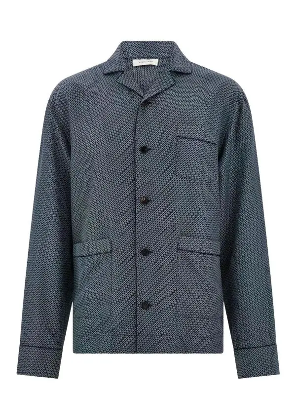 FERRAGAMO Piping Patterned Shirt - Blue