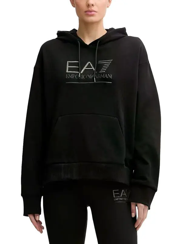 EA7 Logo-detail Long-sleeve Hoodie - Black