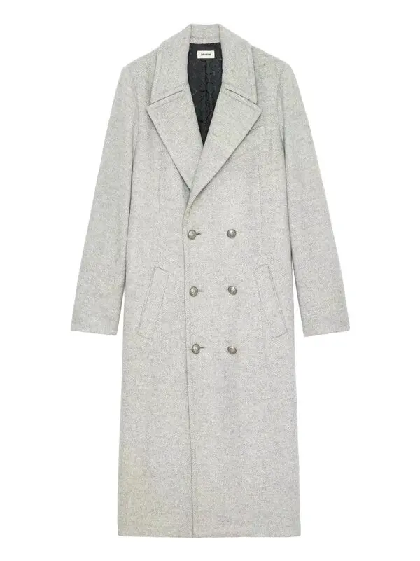 Zadig&Voltaire Double-breasted Herringbone Coat - Grey