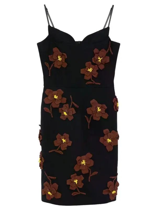 SHUSHU/TONG Flower-embroidered Mini Dress - Blue