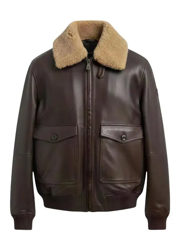 Peuterey Zip-fastening Leather Jacket - Brown