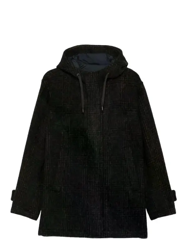 Herno Hooded Check Coat - Brown