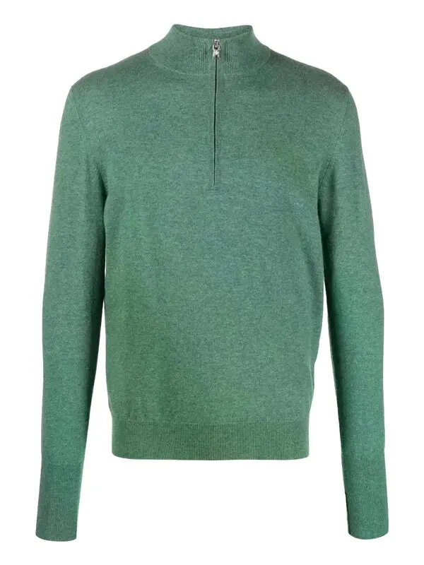 BALLANTYNE Short-zip Cashmere Jumper - Green