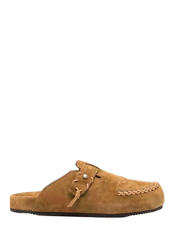BUTTERO® Decorative-stitching Suede Slippers - Brown