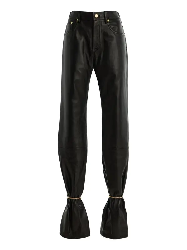 DARKPARK Marion Cuffed Plonge-leather Straight-leg Pants - Black