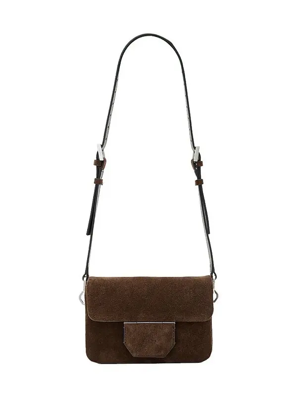 ALLSAINTS Jupiter Suede Crossbody - Fango Brow