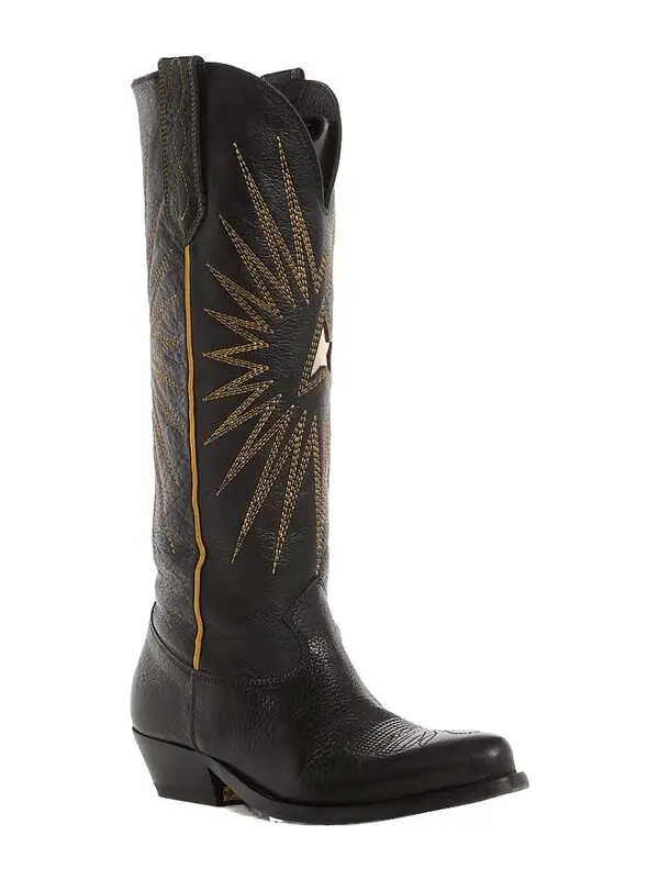 GOLDEN GOOSE Wish Star Western Boots - Black