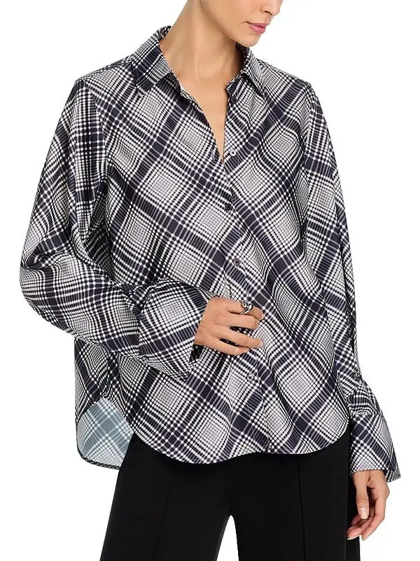 Derek Lam 10 Crosby Wesley Lattice Print Shirt - Black/shark