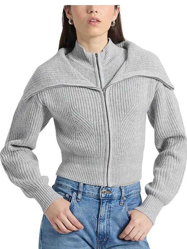 Derek Lam 10 Crosby Jayne Wool Zip Front Layered Sweater - Grey