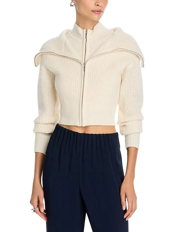 Derek Lam 10 Crosby Jayne Wool Zip Front Layered Sweater - Ivory