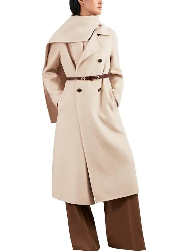 REISS Indira Long Scarf Blindseam Coat - Cream