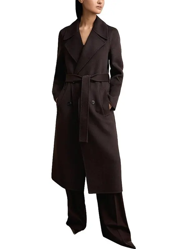 REISS Double-breasted Coat - Aubergine