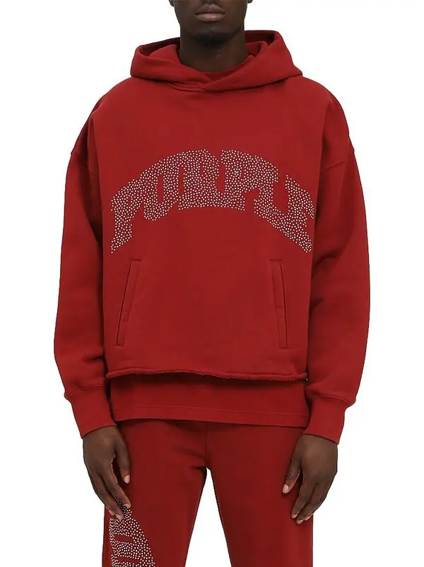 PURPLE BRAND Oversized Fleece Graphic Hoodie - Red