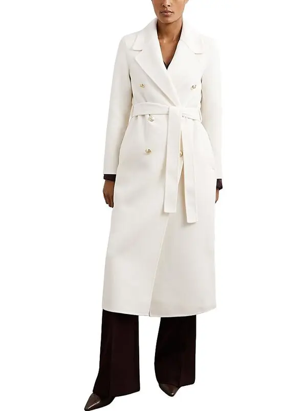 REISS Petite Dora Double Breasted Occasion Coat - Cream
