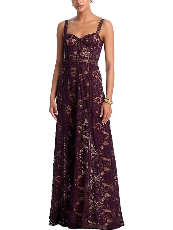 L'Agence Laynie Lace Maxi Dress - Dark Malbec