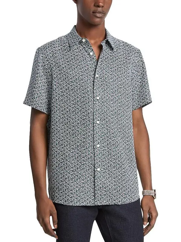 Michael Kors Classic Linen Vine Print Button Down - Midnight