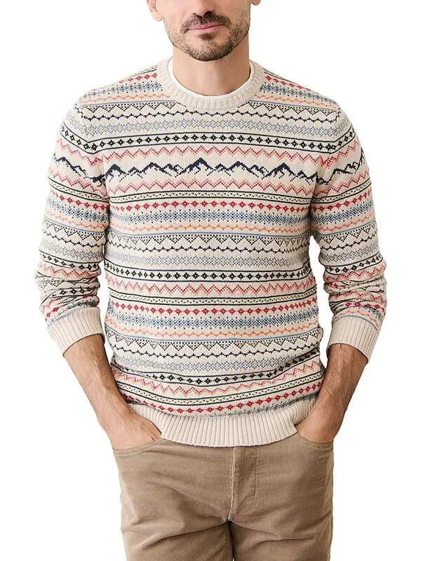 Marine Layer Fair Isle Crewneck Sweater - Oatmeal