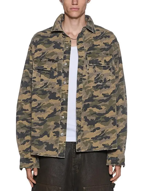 Ksubi Vulture Camo Long Sleeve Button Front Shirt - Green