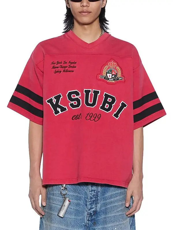 Ksubi Duke Oversized Jersey Varsity Tee - Red
