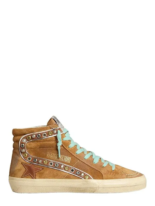 Golden Goose Slide Classic Suede Embellished Sneakers - Light Brown