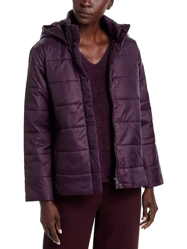 Eileen Fisher Padded Jacket With Removable Hood - Violet