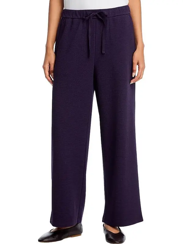 Eileen Fisher Waffle Double Knit Wide Ankle Pants - Aubergine