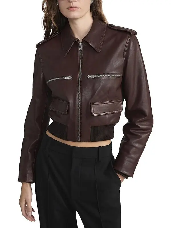 FRAME The Aviator Leather Jacket - Americano