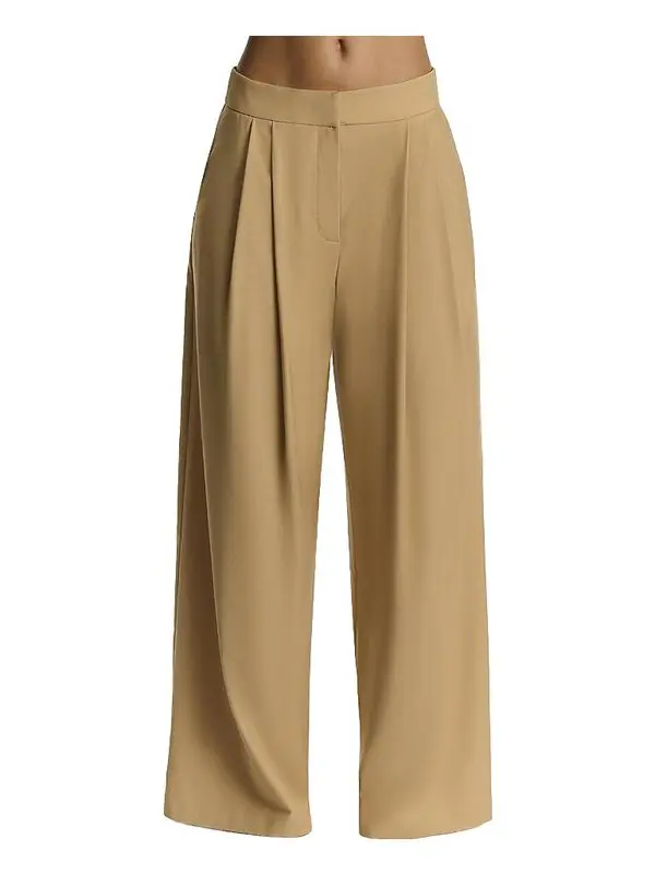 Naked Wardrobe Suiting Pleated Wide-leg Pant - Camel