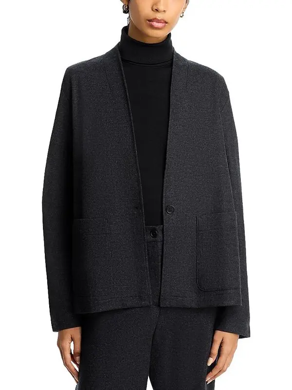 Eileen Fisher High Collar Jacket - Charcoal